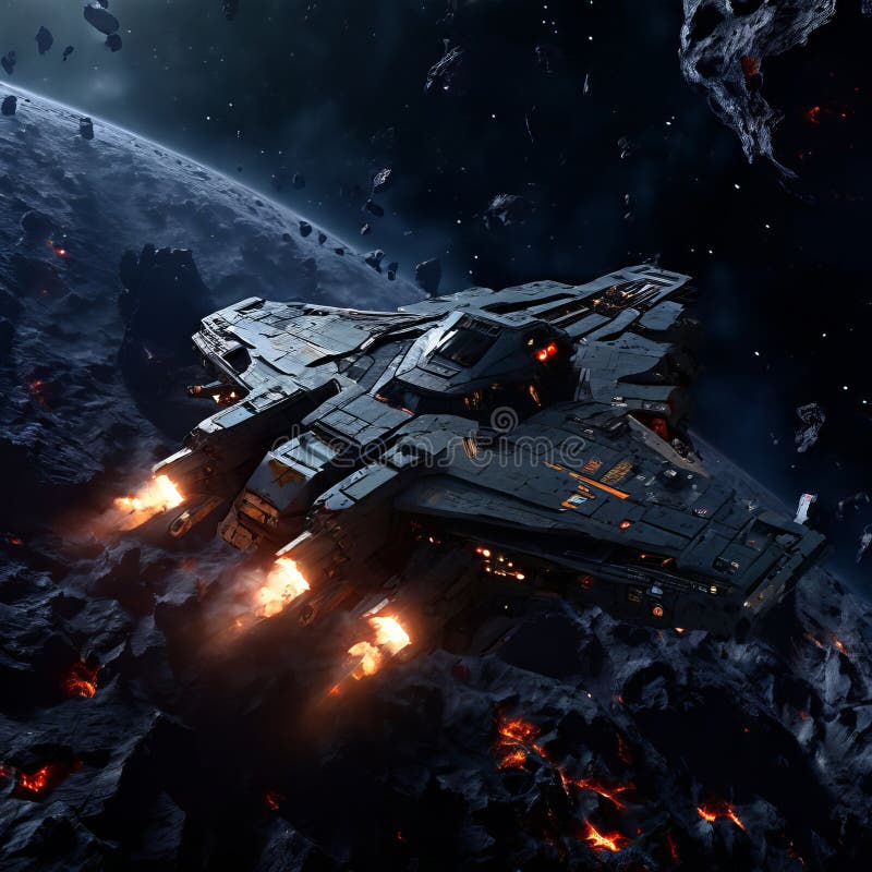 A Space Cruiser Navigating through a Dense Asteroid Field Its a Stock ... A Space Cruiser Navigating through a Dense Asteroid Field Its a Stock ...