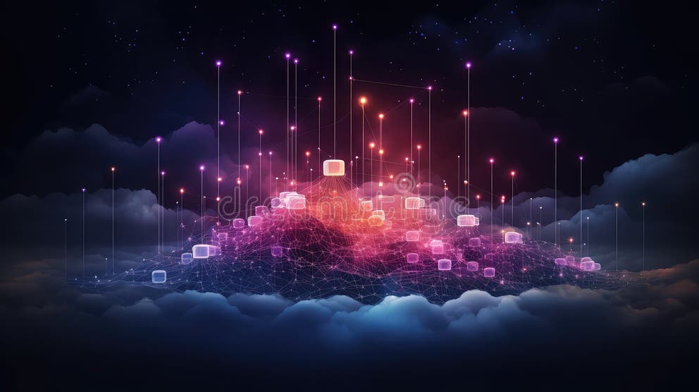 Space Data Cloud Illustration Stock Illustration - Illustration of ...
