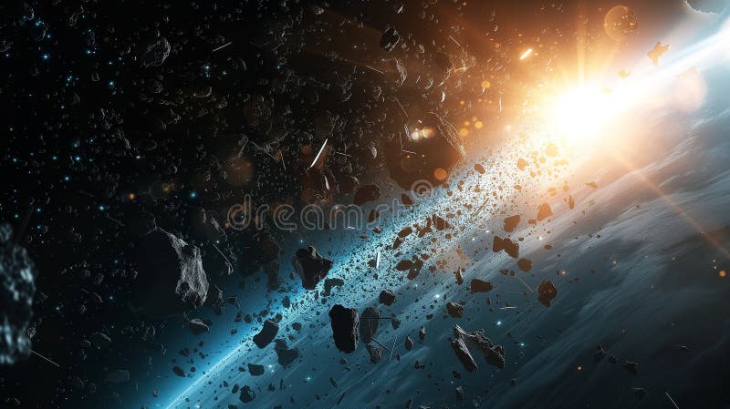Space Debris Cloud Near Earth. Debris Field, Orbit, Space Pollution ...