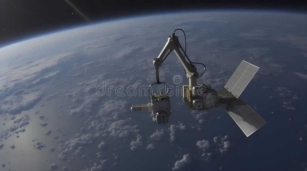 Space Debris Collector Orbiting Earth, Ai Generated Image Stock Photo ...