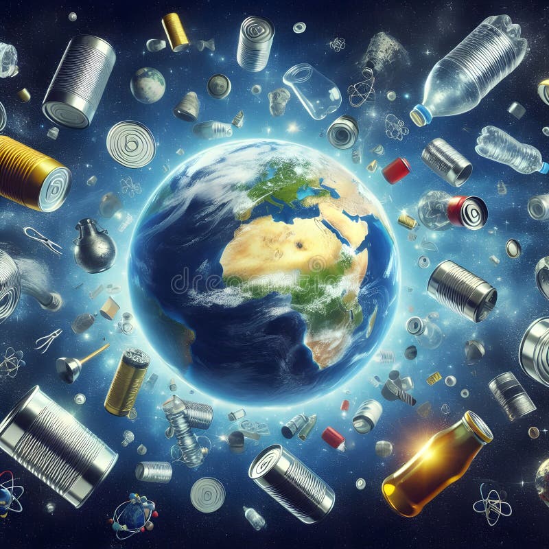 Space Debris Orbiting Earth Polluting the Environment Stock ...