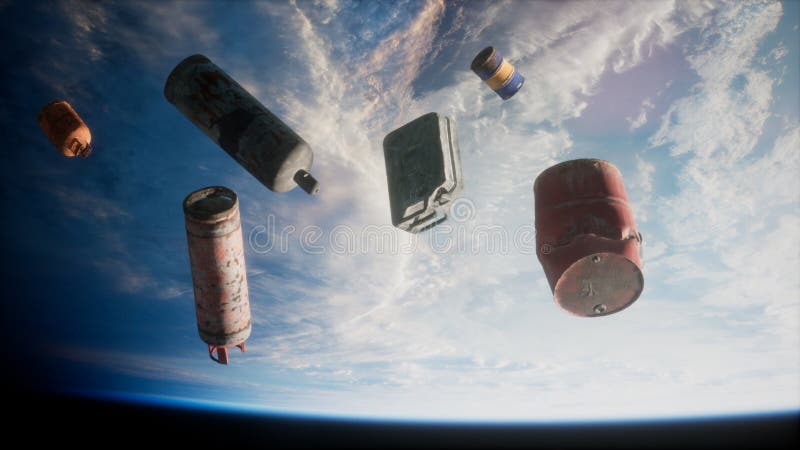 Space Debris Pollution of the Atmosphere of the Planet Stock Video ...