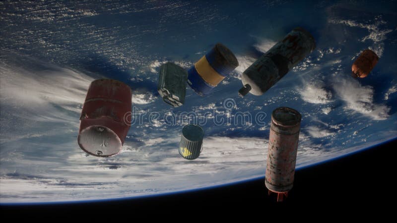 Space Debris Pollution of the Atmosphere of the Planet Stock Footage ...