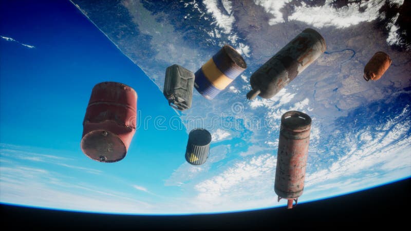 Space Debris Pollution of the Atmosphere of the Planet Stock Footage ...