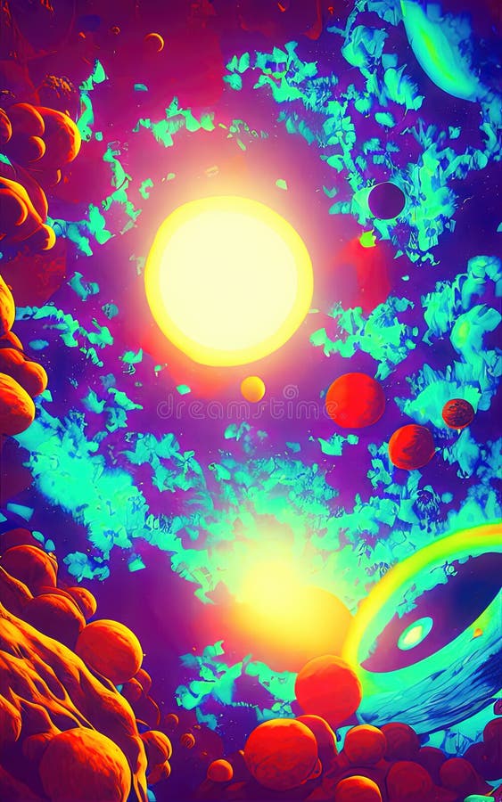 Space Digital Artwork. Surreal Fantasy Cosmos3D Illustration Stock ...