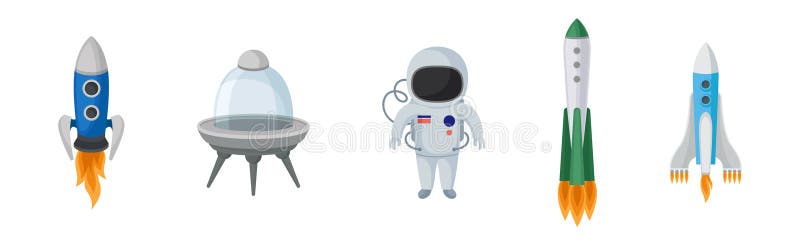 Space Discovery Object with Shuttle, Astronaut and Rocket for Universe ...