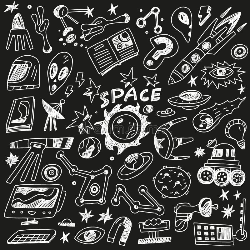 Space - doodles set stock vector. Illustration of doodle - 36116314