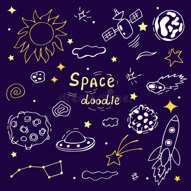 Space Doodles, Space, Planets in Space, Starry Background. Stock ...