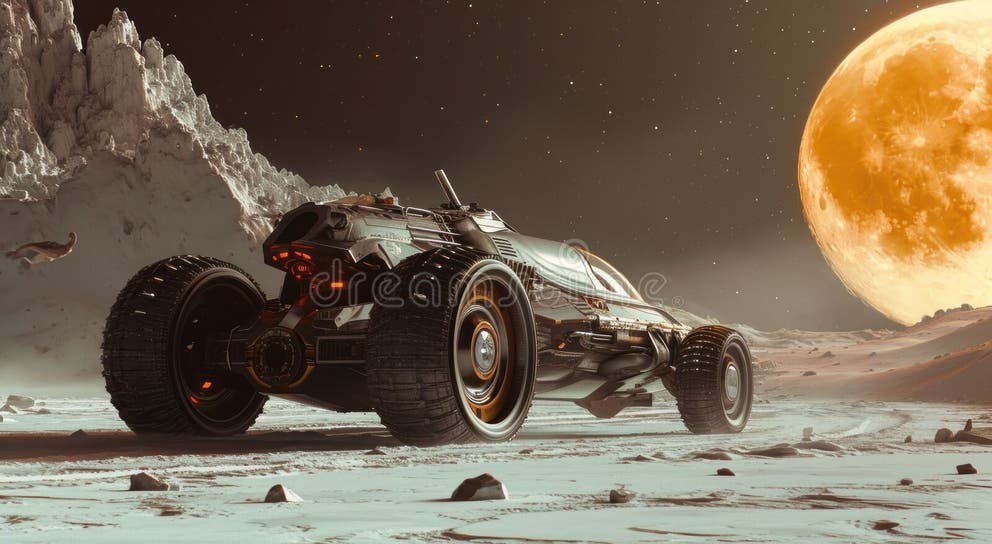 A Space Driven Vehicle in Front of a Moon Stock Photo - Image of vehicle, fast: 303792186