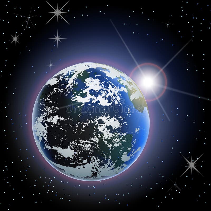 Space Earth Sun Rise stock vector. Illustration of globe - 27871937