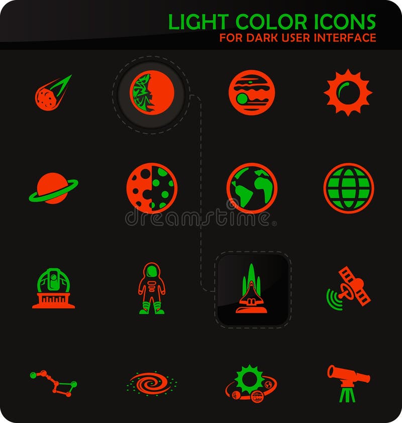 Space icons set stock vector. Illustration of satellite - 140692632