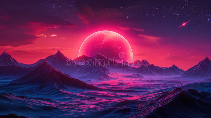 Space Elements in Modern Art, Futuristic Neon Sign with UFO, Geometric ...