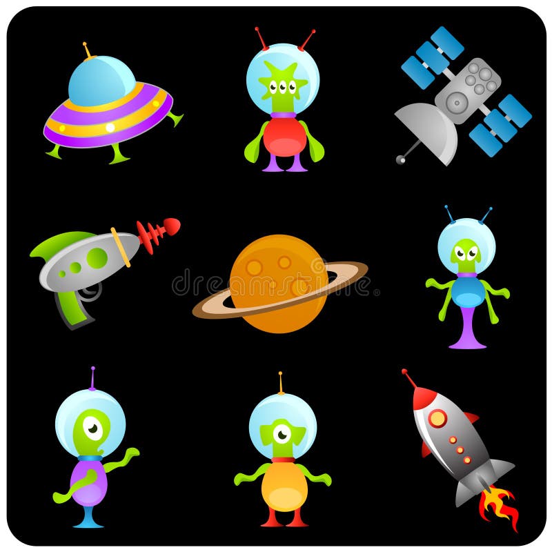 Space elements set stock vector. Illustration of colorful - 8507138