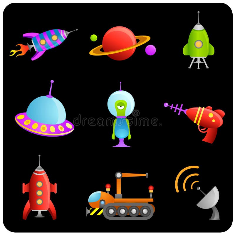 Space elements vector set stock vector. Illustration of monster - 7956254