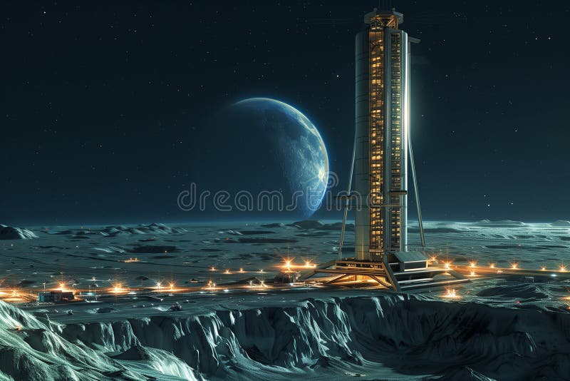 A Space Elevator Connecting Earth To a Lunar Base, Revolutionizing ...
