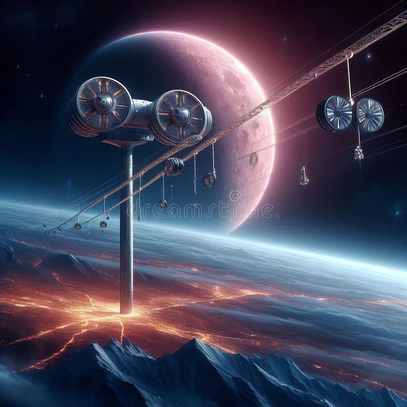A Space Elevator Connecting a Moon To a Gas Giant, Providing am Stock ... A Space Elevator Connecting a Moon To a Gas Giant, Providing am Stock ...