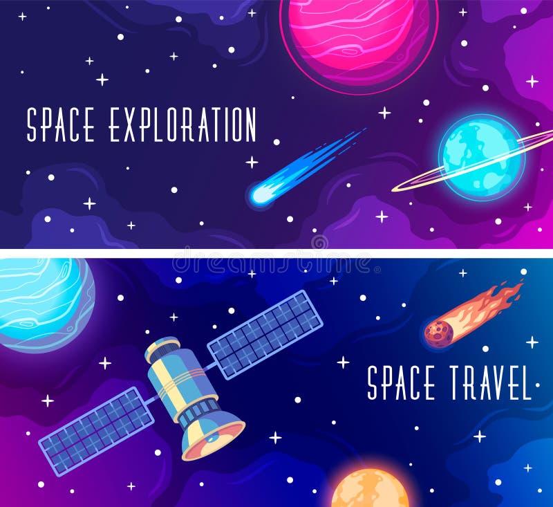 Space Exploration Banners Set Stock Vector - Illustration of collection, solar: 285349387