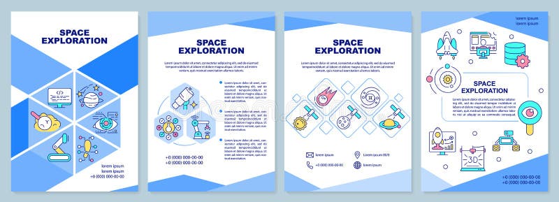 Space Exploration Blue Brochure Template Stock Vector - Illustration of ...