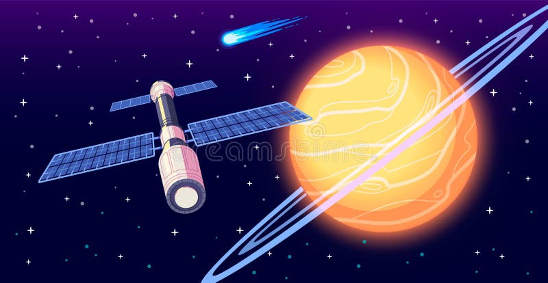 Space Exploration Cartoon Poster Stock Illustration - Illustration of ...