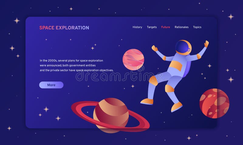 Space Exploration Hero Image Template with a Spaceman Stock Vector ...