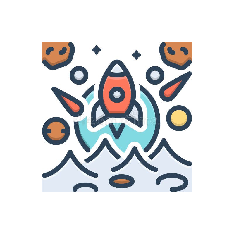Color Illustration Icon for Space Exploration, Space and Surface Stock ...