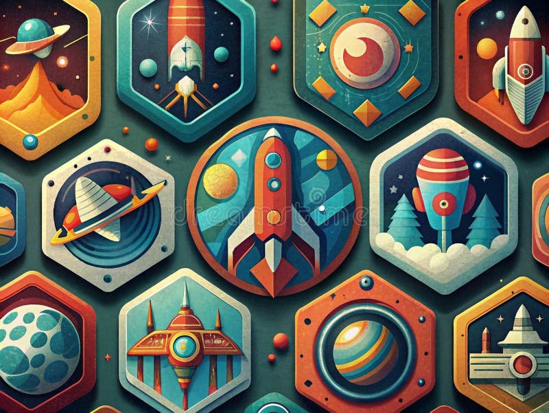 Retro Space Icons Stock Illustrations – 7,750 Retro Space Icons Stock ...