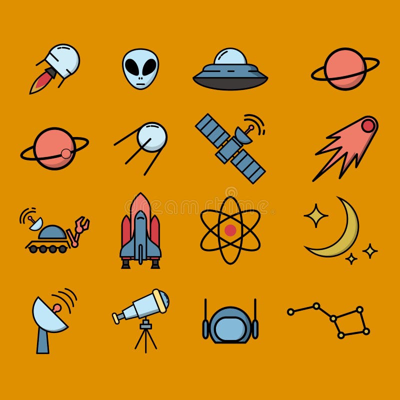 Space exploration icons stock vector. Illustration of pictogram - 61255867