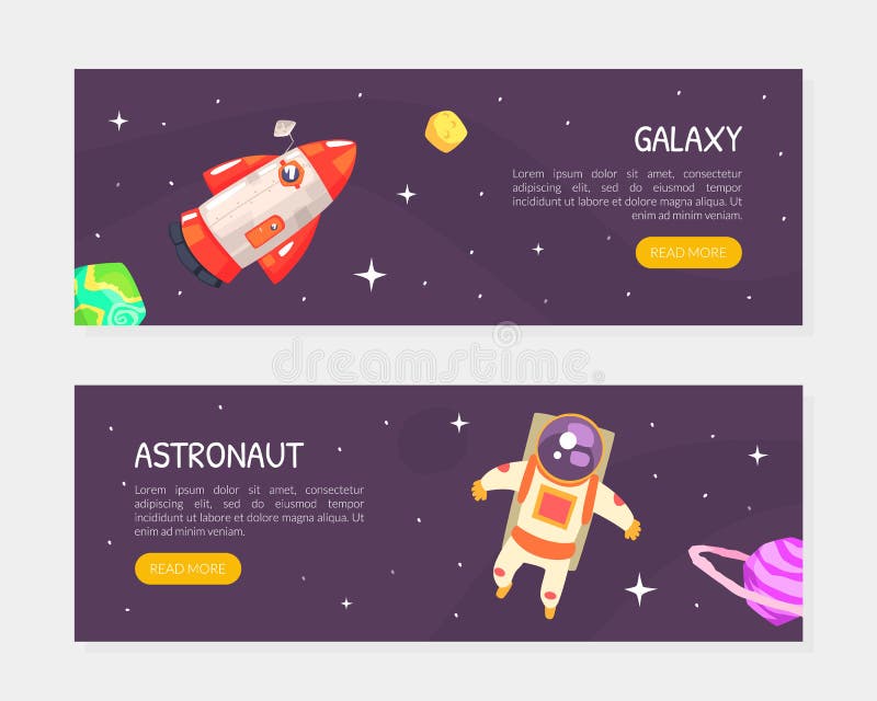 Space Exploration Landing Page Templates Set, Galaxy, Astronaut Web ...