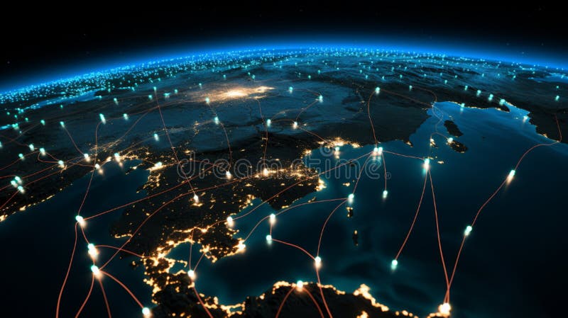 Space Exploration Map of Communication Satellite Signal Transmission ...