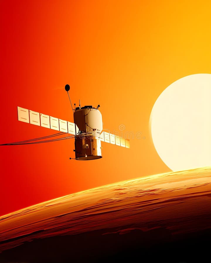 Space Exploration Mars Orbital Concept, Spacecraft Orbiting Mars ...