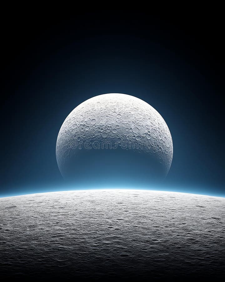 Space Exploration Moon Orbital, Celestial Landscape with Surreal ...