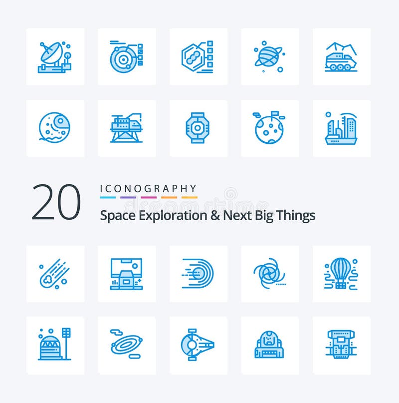 20 Space Exploration and Next Big Things Blue Color Icon Pack Like ...