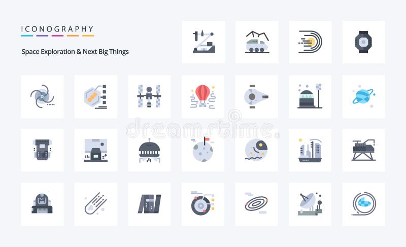 25 Space Exploration and Next Big Things Flat Color Icon Pack Stock ...