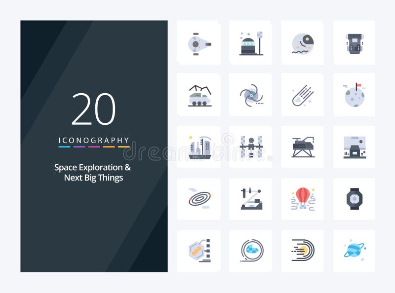 20 Space Exploration and Next Big Things Flat Color Icon for ...