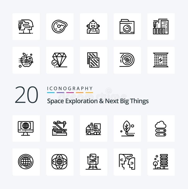 20 Space Exploration and Next Big Things Line Icon Pack Like Storage ...