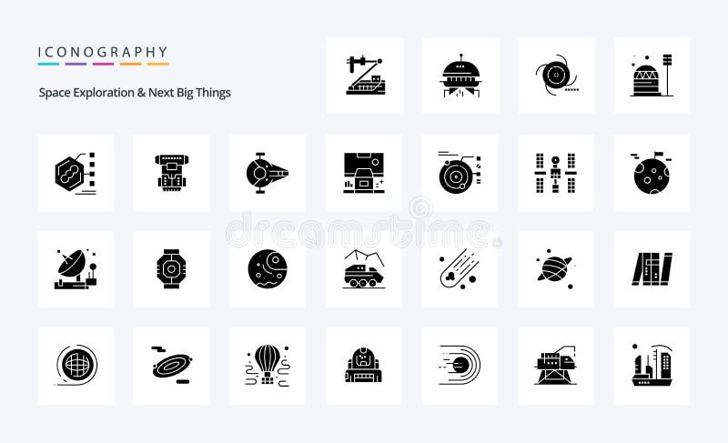 25 Space Exploration and Next Big Things Solid Glyph Icon Pack Stock ...