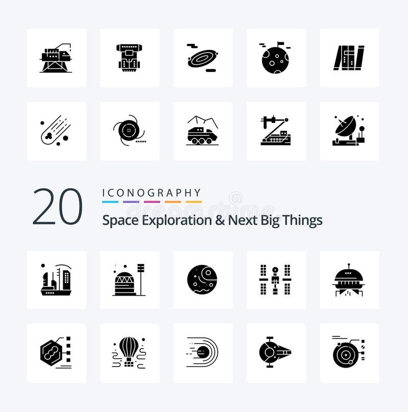 20 Space Exploration and Next Big Things Solid Glyph Icon Pack. Like ...