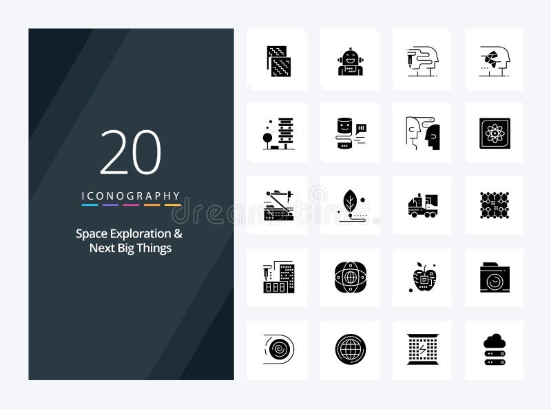 20 Space Exploration and Next Big Things Solid Glyph Icon for ...