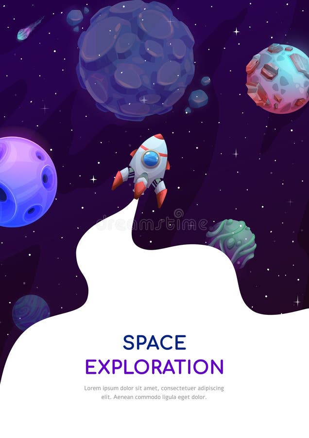 Space Exploration, Rocket in Galaxy Poster Stock Vector - Illustration ...