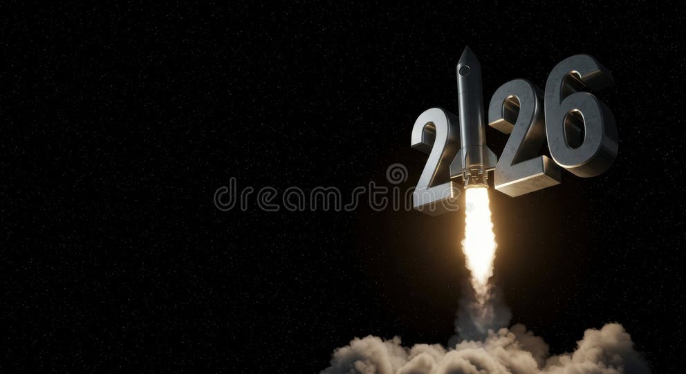 Space Exploration 2026: Rocket Launching Amidst Starry Night Sky Stock ...