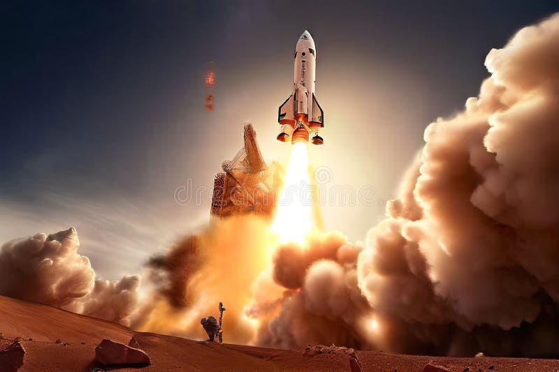 Space Exploration a Rocket Launching into Space Carrying Astrona Stock ...
