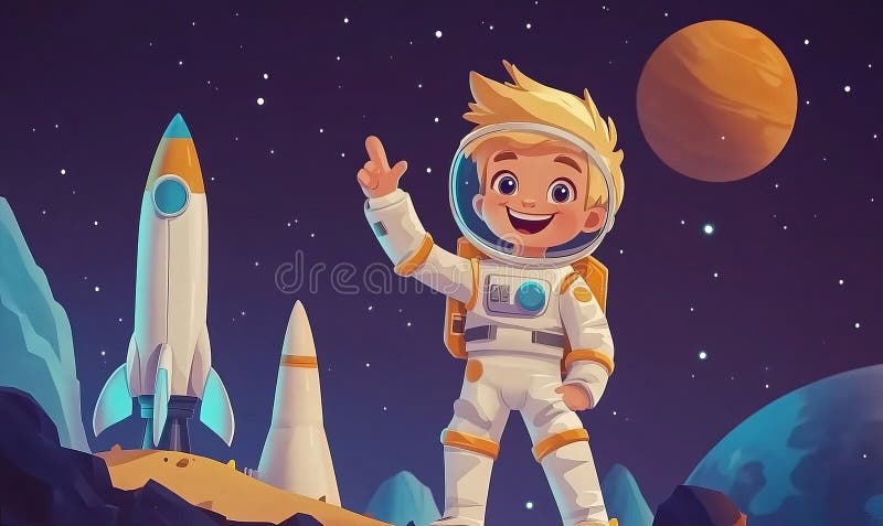 Space Exploration with Rockets in Cartoons Stock Illustration ...