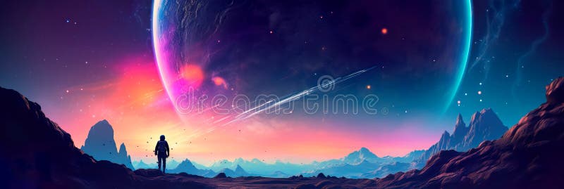 Space Exploration Scene with a Gradient Background of Cosmic Colors ...