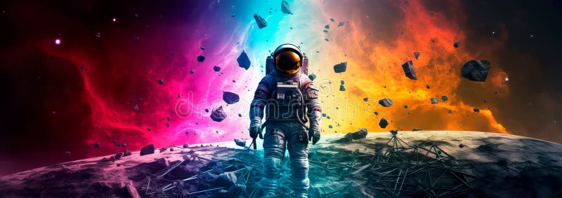 Space Exploration Scene with a Gradient Background of Cosmic Colors ...