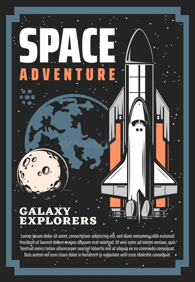 Space Exploration, Astronaut and Spaceship Posters Stock Illustration ...