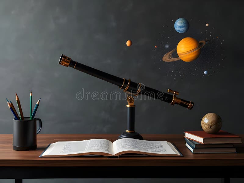 Space Exploration Study Setup with Telescope Stock Illustration ...