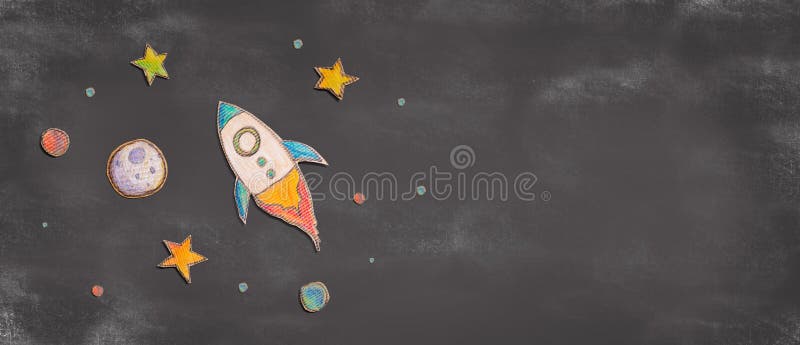 Space Exploration Theme with a Rocket Stock Photo - Image of cardboard ...
