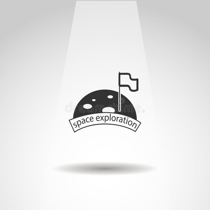 Space Exploration Icon, Simple Flag on the Moon Icon Stock Vector ...