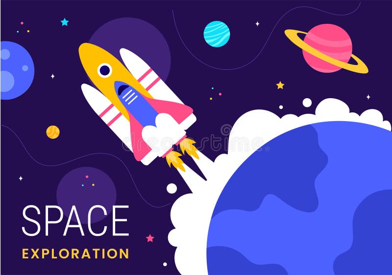 Space Exploration Vector Illustration Featuring an Astronaut Floating ...