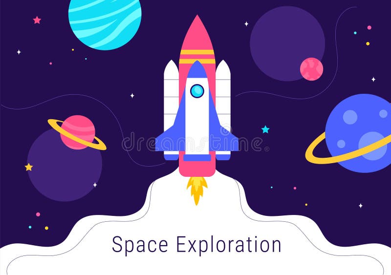 Space Exploration Vector Illustration Featuring an Astronaut Floating ...